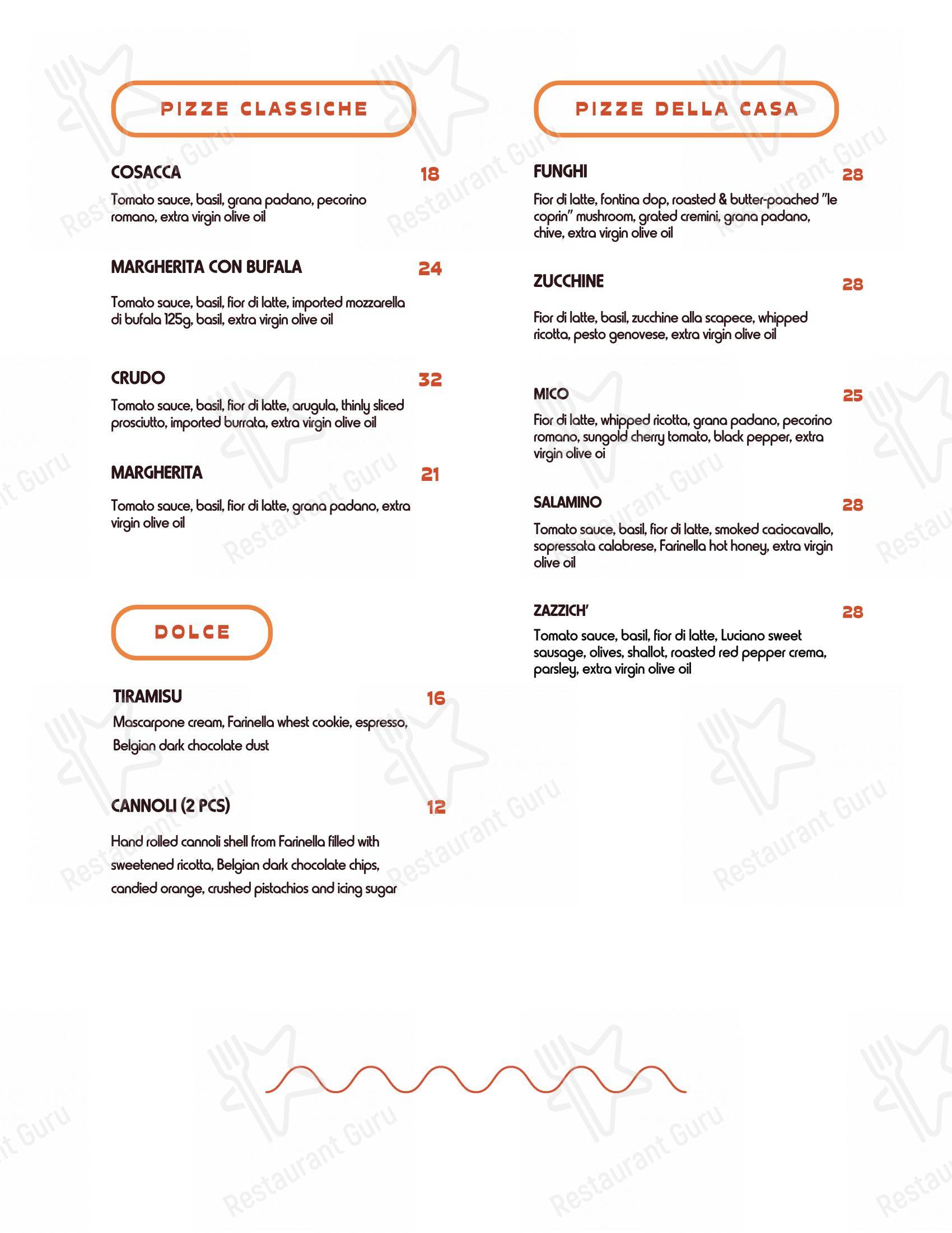 Menu at Retro Gusto restaurant, Ottawa