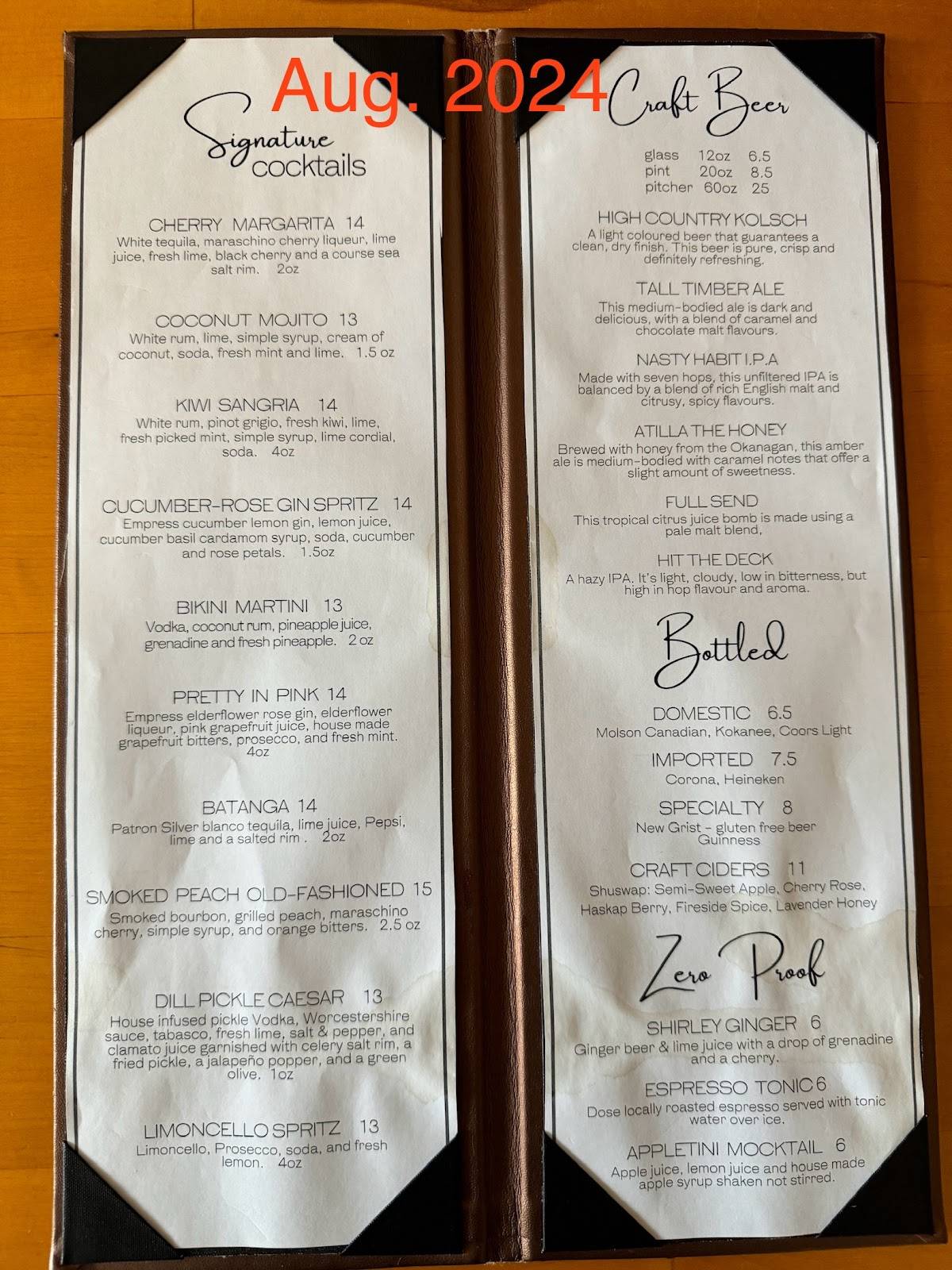 Menu at Begbie room & Guides Lounge restaurant, Revelstoke