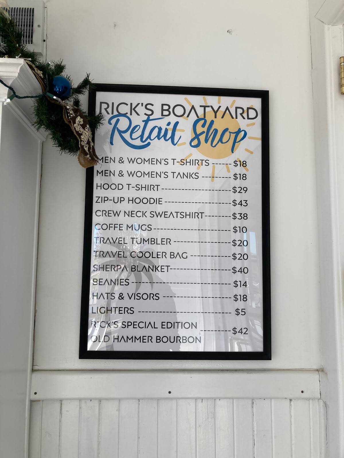 Menu at Rick's Café Boatyard pub & bar, Indianapolis