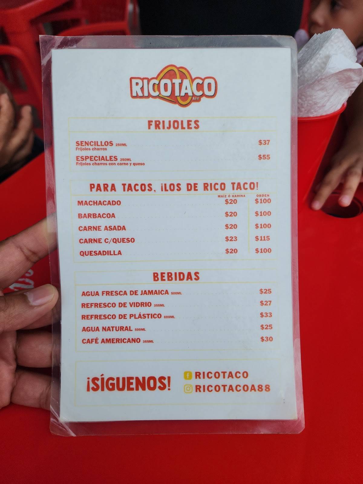 Menu at Rico Taco restaurant, Ciudad Apodaca, Blvrd Aeropuerto s/n