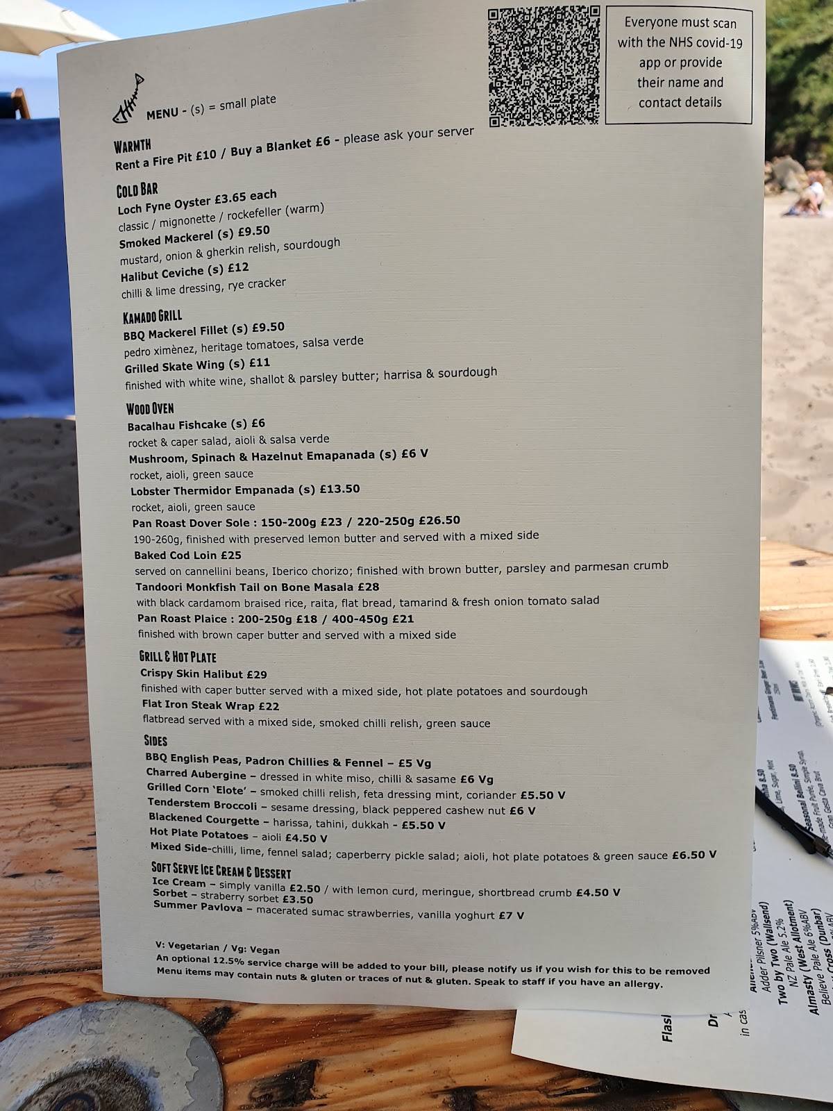 Menu at Riley's Fish Shack restaurant, Tynemouth