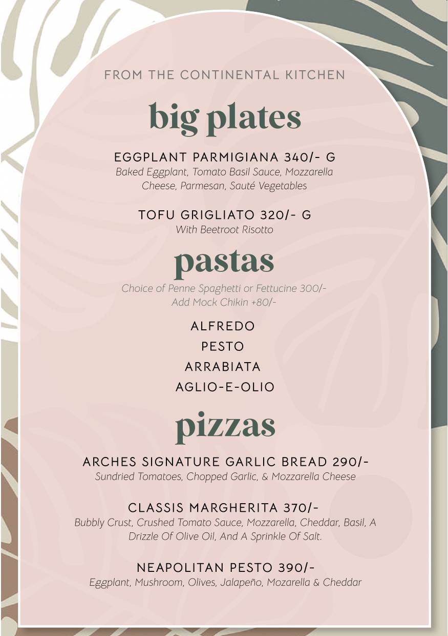 Menu at The Arches Cafe & Bakery, Rishikesh