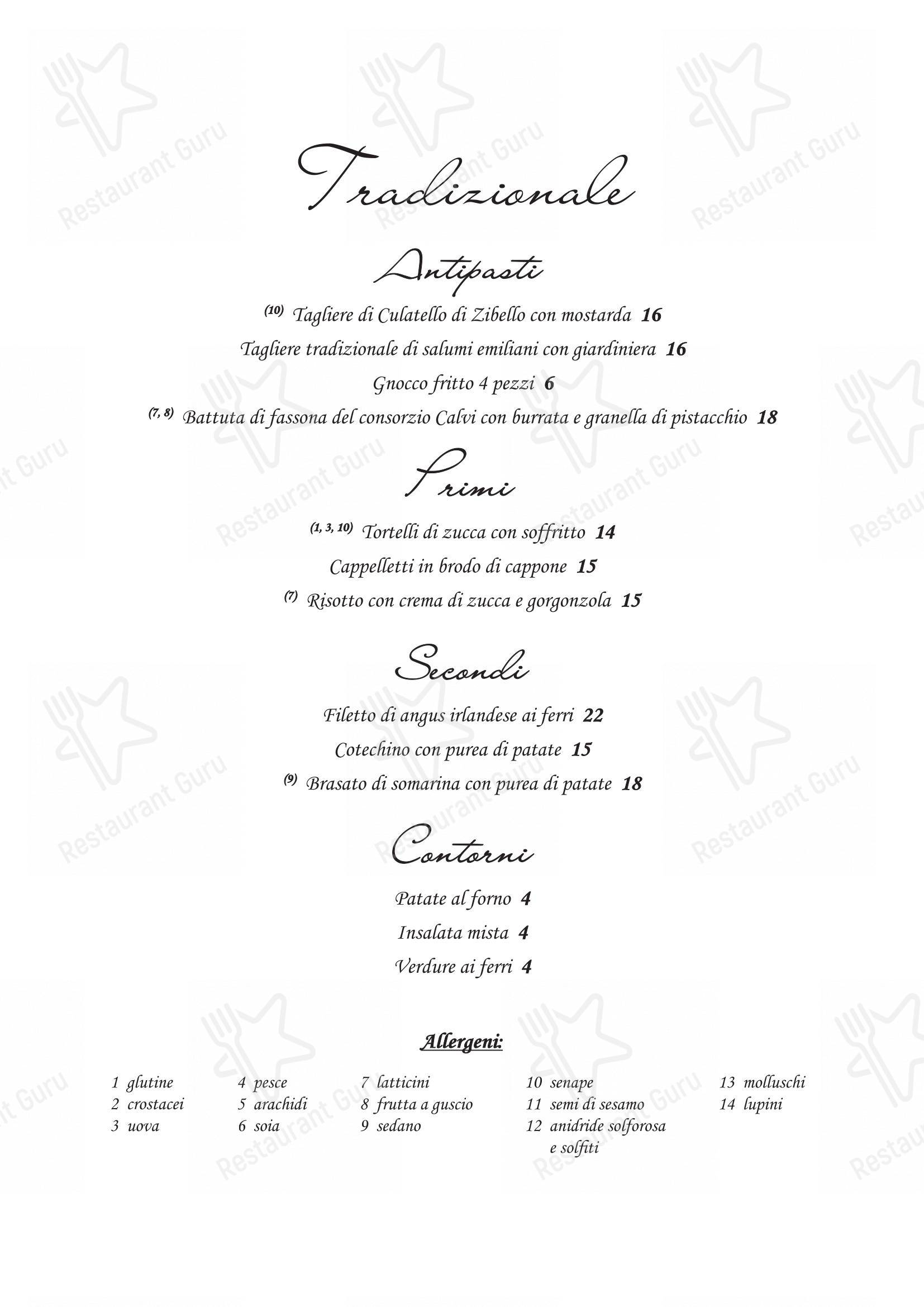 Menu da Ristorante Cavallo Bianco, Reggiolo