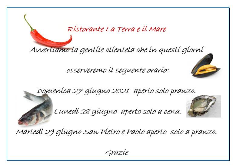 Menu au Ristorante La Terra e il Mare, Frascati