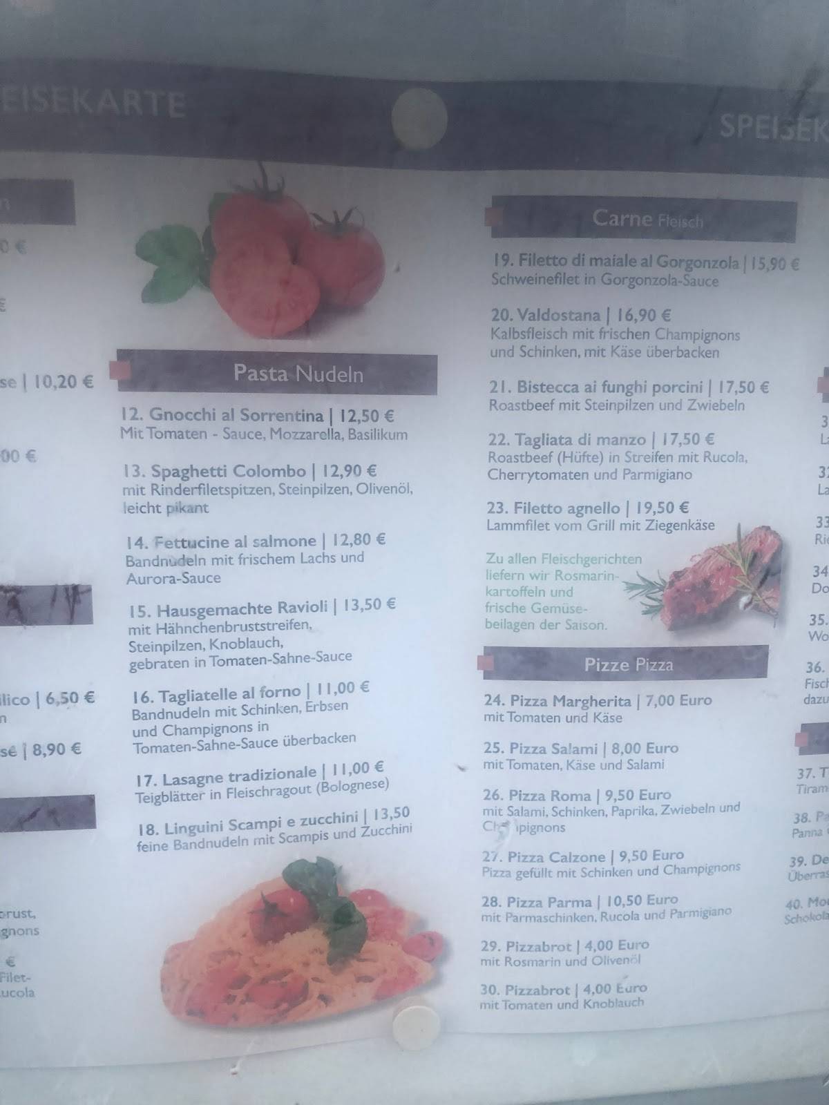 Menu at Ristorante Roma restaurant, Carmel