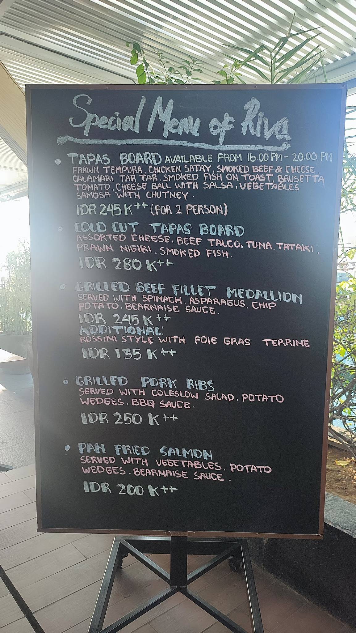 Menu at Riva Bar & Restaurant, Kuta Selatan, Br. Pande Mas Kuta Jalan ...
