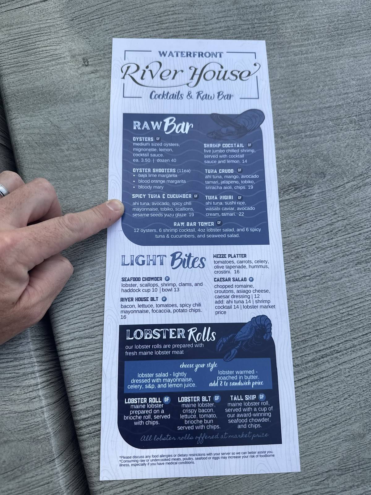 Menu at River House pub & bar, Portsmouth
