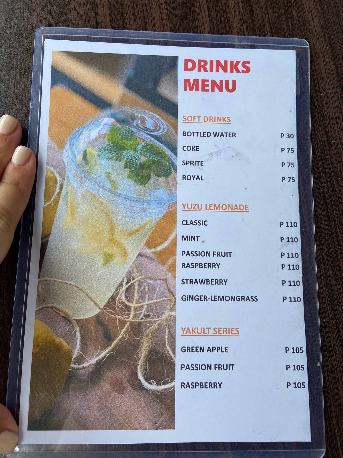 Menu at Robata Davao restaurant, Davao City