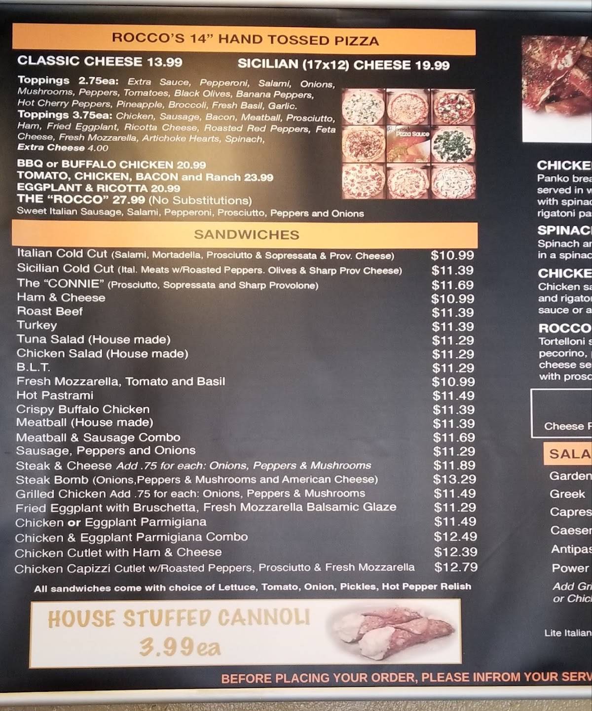 Menu at Rocco's Italian Pizzeria, Hanover