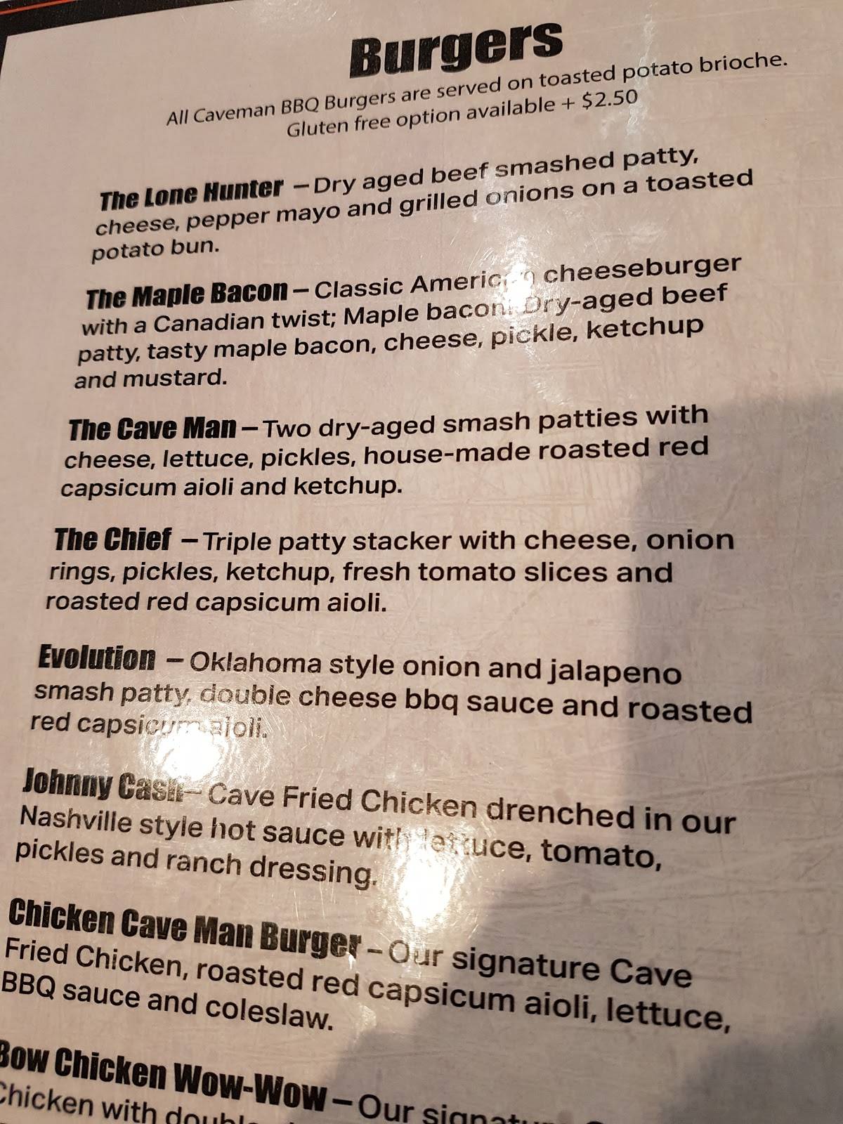 Menu at Caveman BBQ - Rockingham, Rockingham