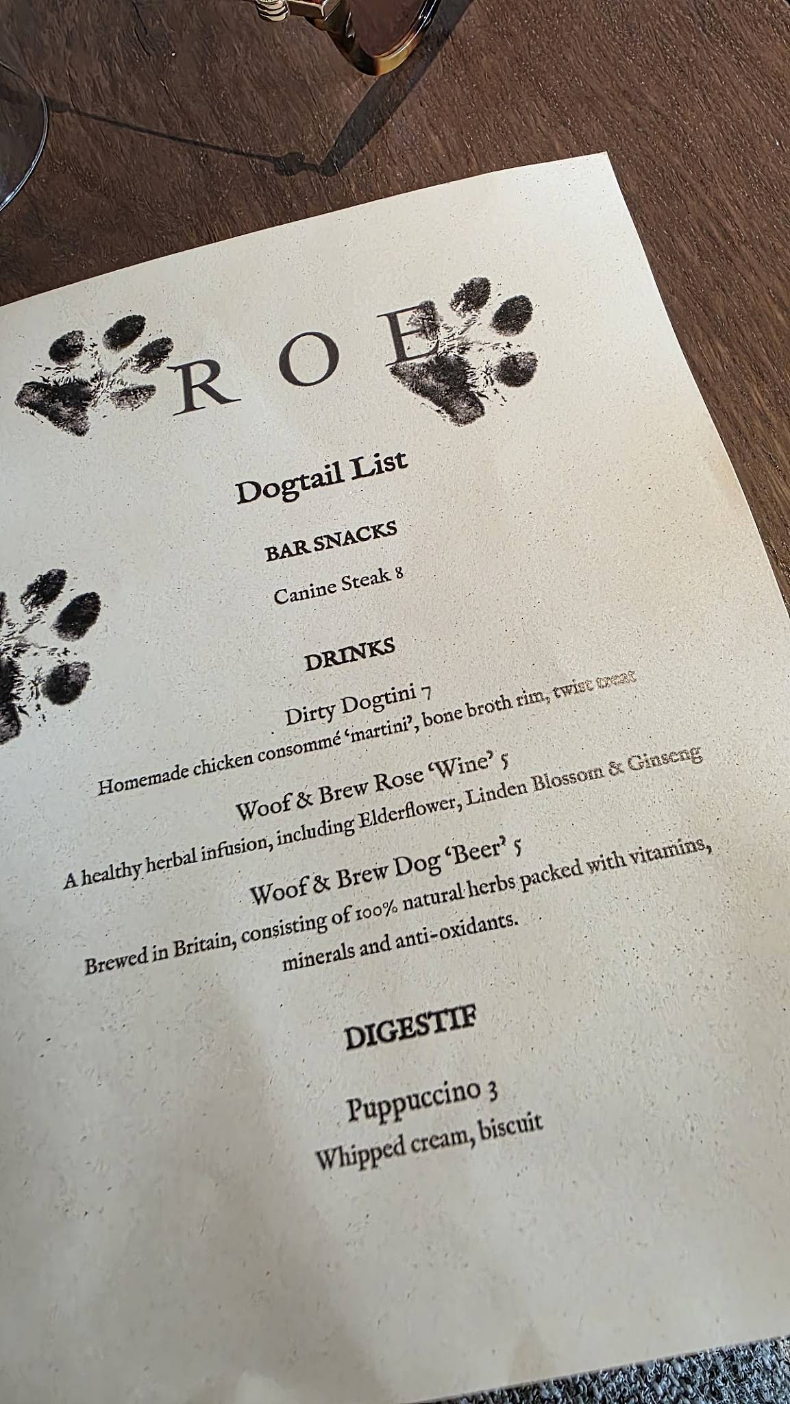 Menu at Roe - Canary Wharf restaurant, London, 5 Park Dr
