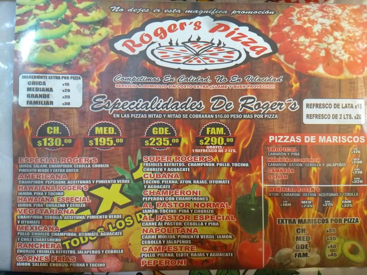 Carta del restaurante Roger's Pizzas, San Francisco Coacalco