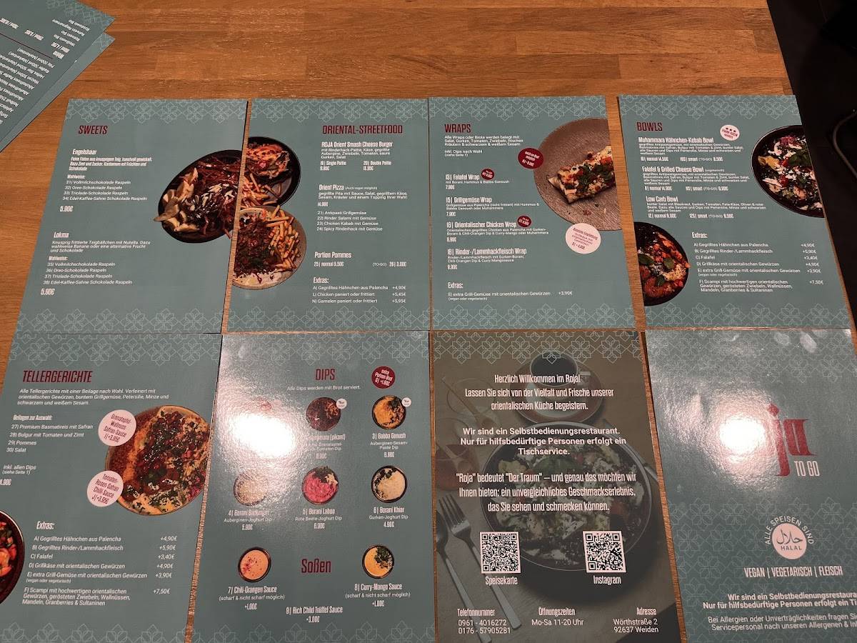Speisekarte von Roja Oriental Food To Go restaurant, Weiden in der ...