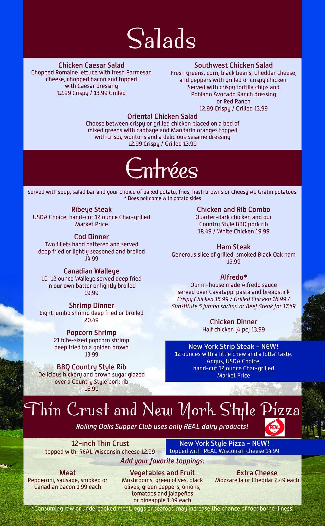 Menu at Rolling Oaks Supper Club, Lounge & Catering, Barron