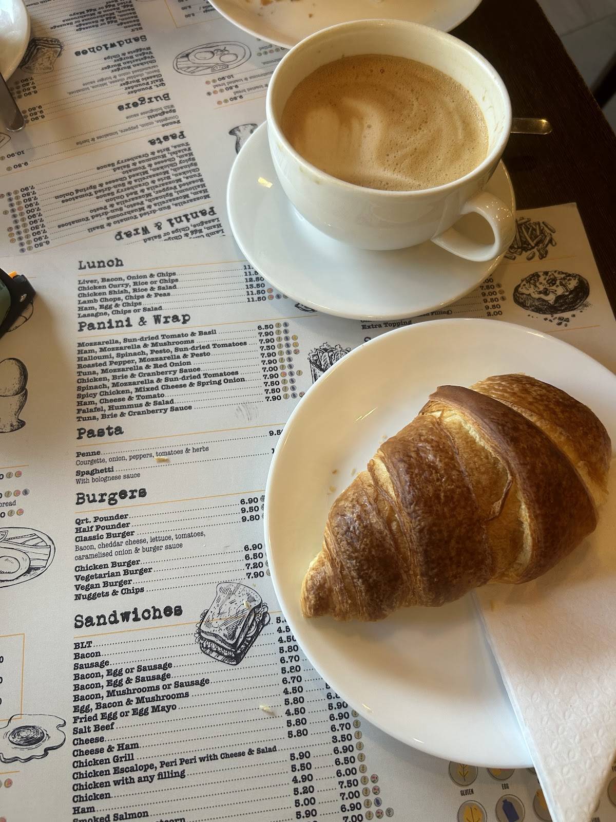 Menu at Ronis cafe, London