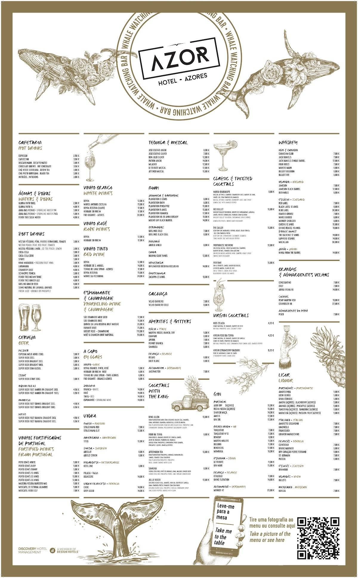 Menu at Rooftop Bar - Octant Hotel, Ponta Delgada