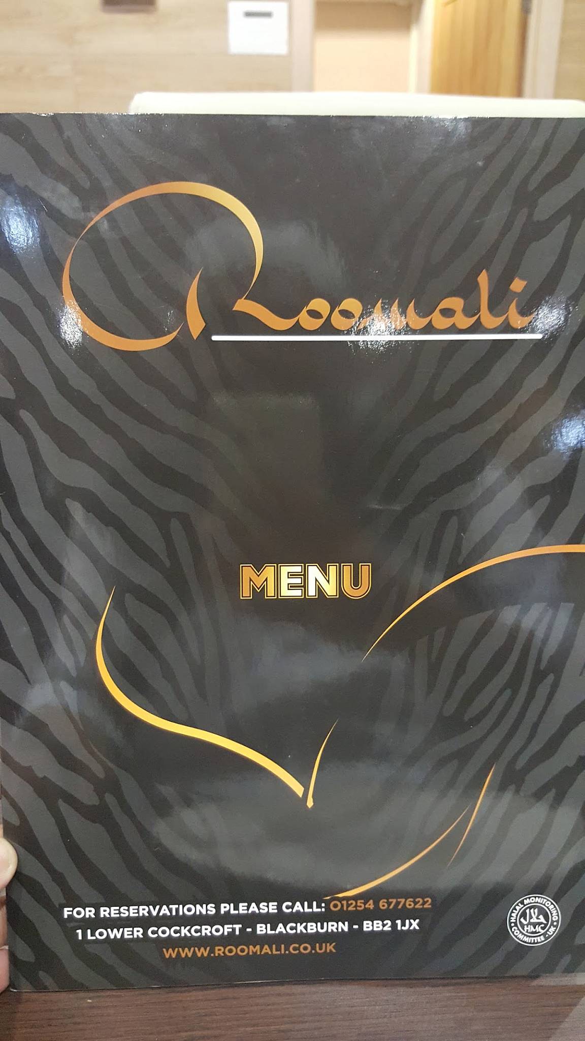 Menu at Roomali restaurant, Blackburn