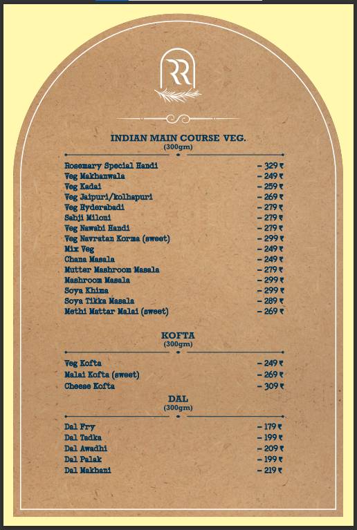 Menu at Rosemary Restaurant & Banquet, Ahmedabad