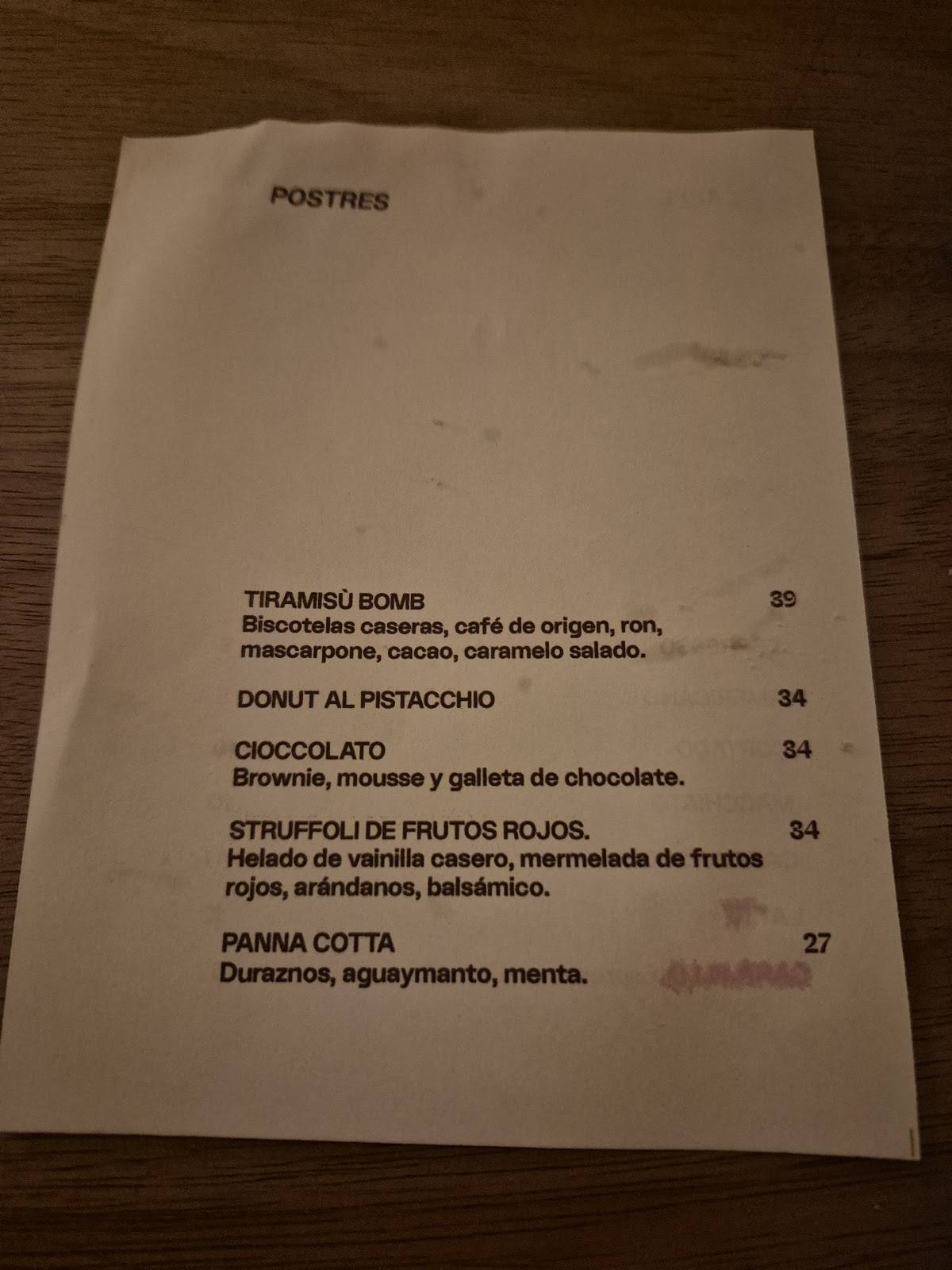 Carta del restaurante Rossa Pizza Appassionata, San Isidro
