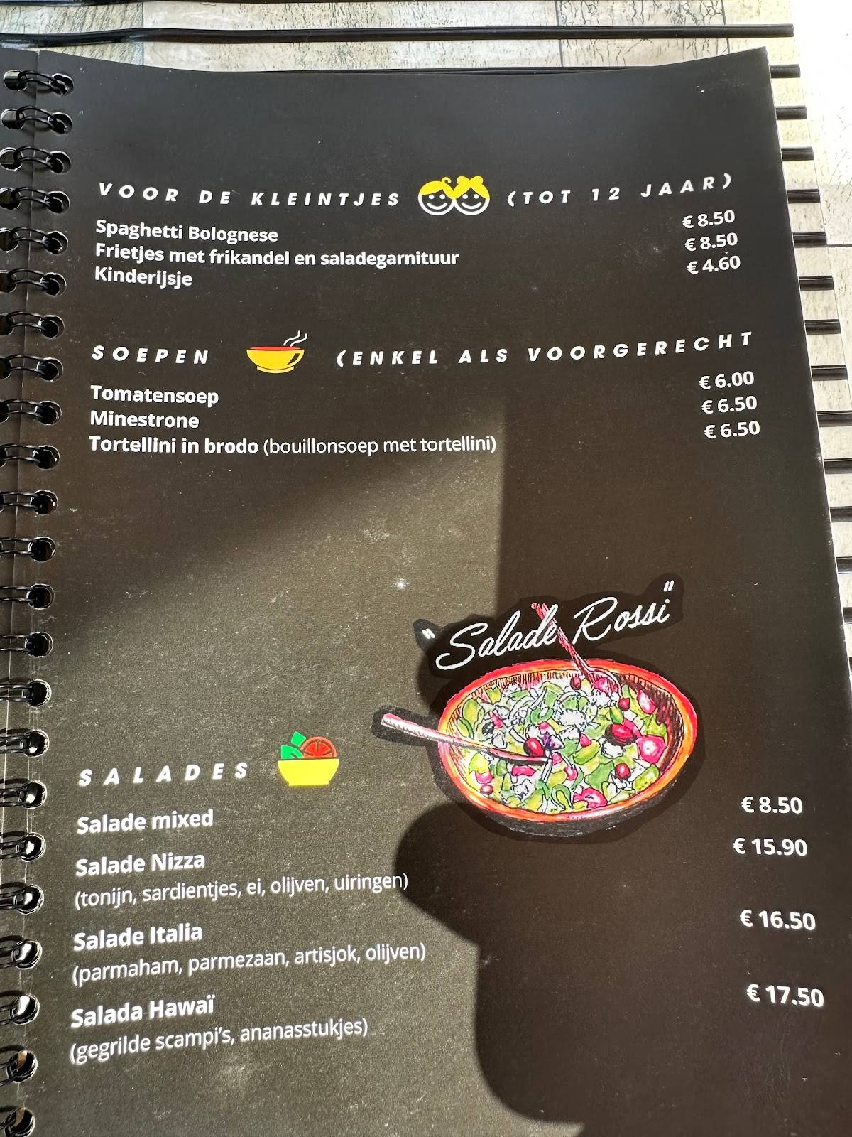 Menu at Rossi, Hasselt