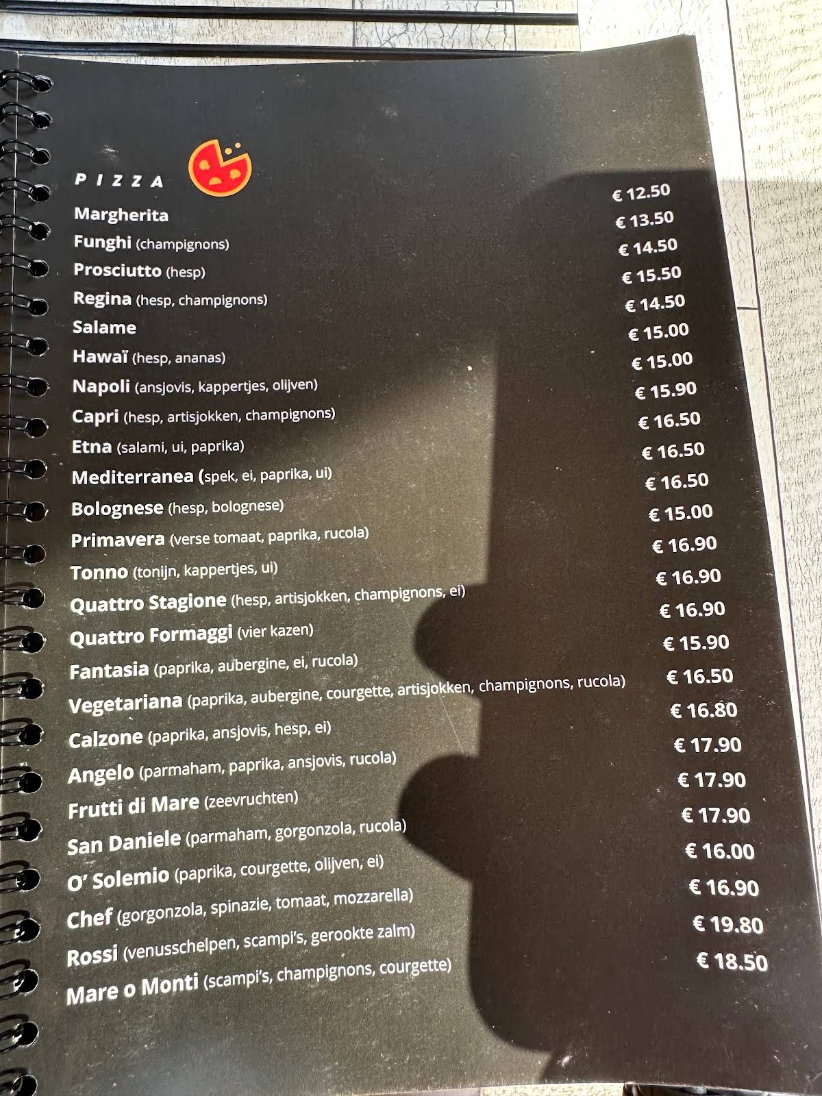 Menu at Rossi, Hasselt