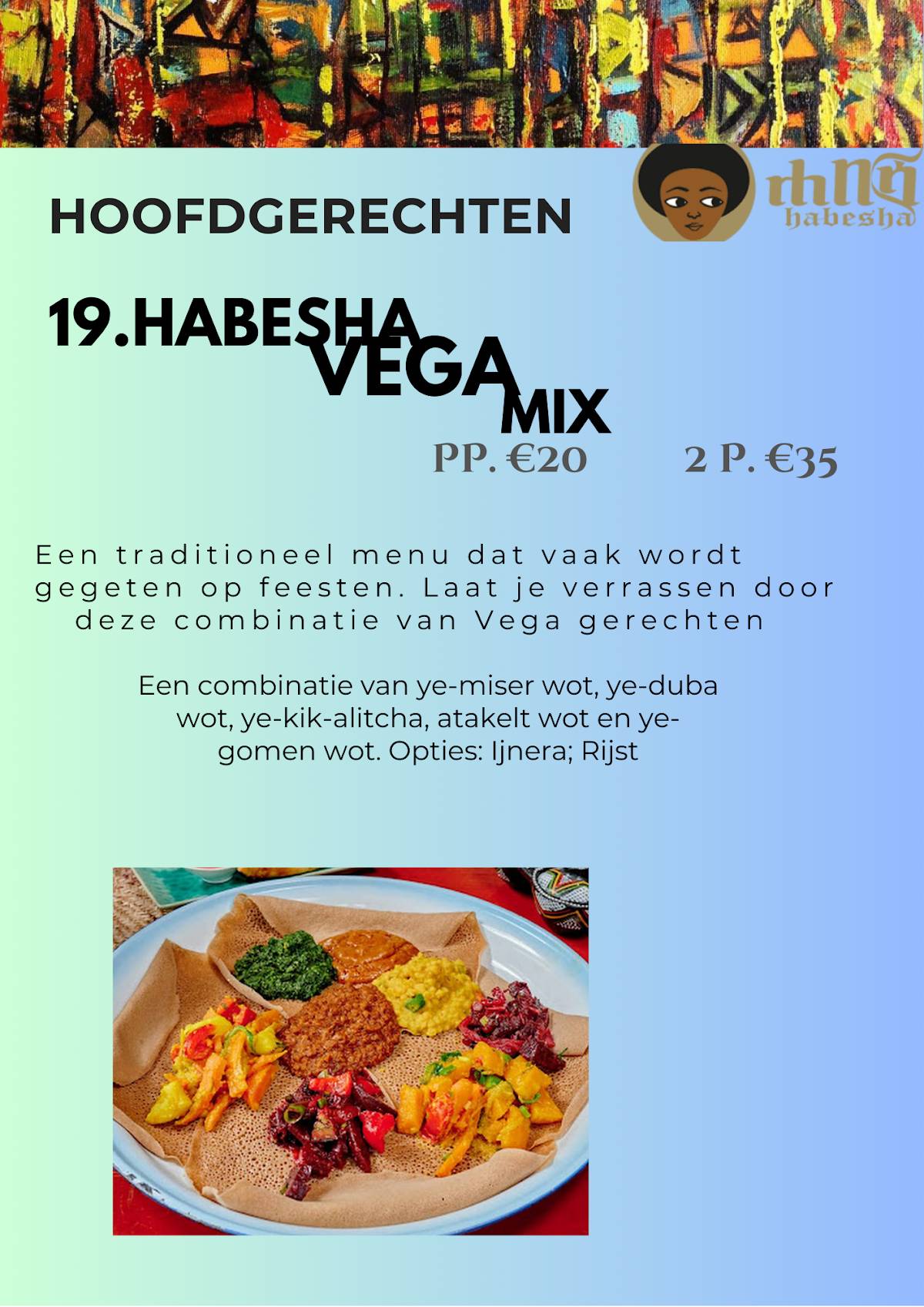 Menu at INJERA HABESHA, Rotterdam