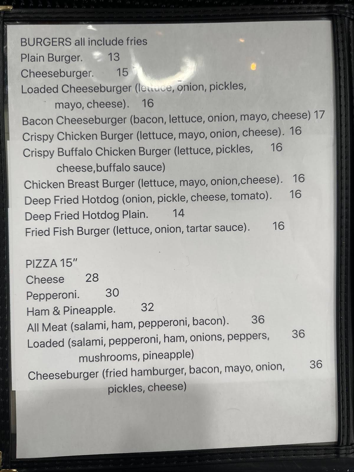 Menu at Route 51 Bar and Grill Springwater Sk, Canada