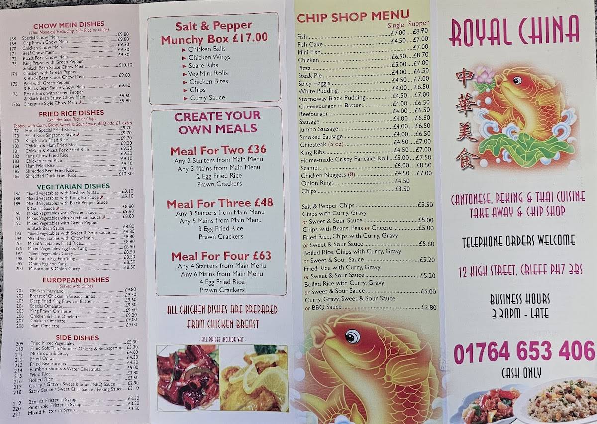 Menu at Royal China fast food, Crieff