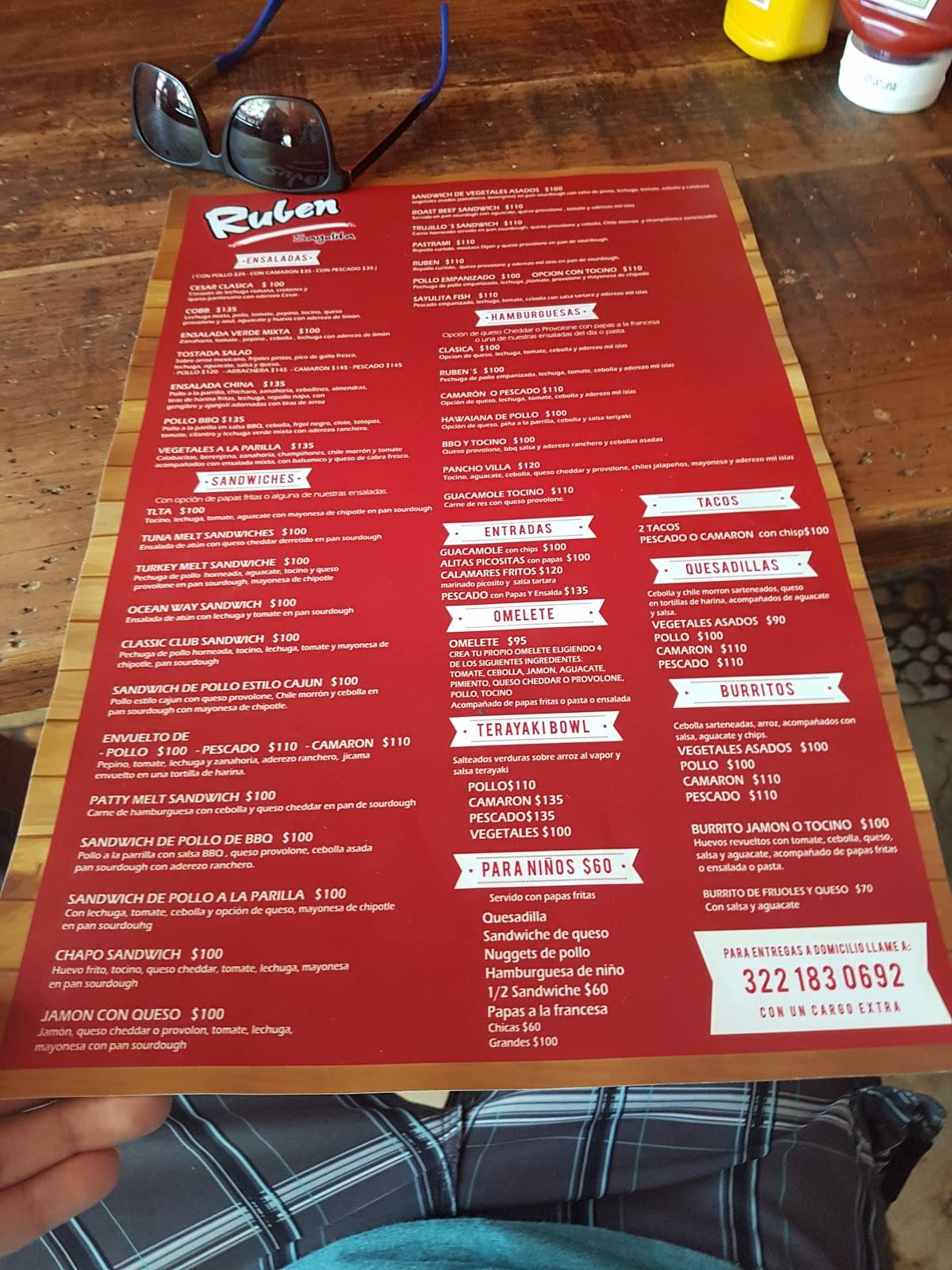 Menu at Ruben's restaurant, Sayulita