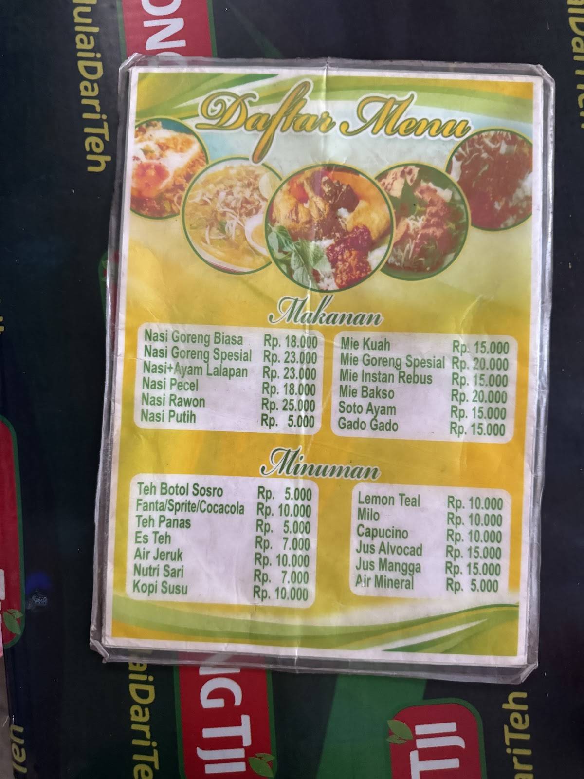 Menu at Rumah Makan Ampera restaurant, Gorontalo