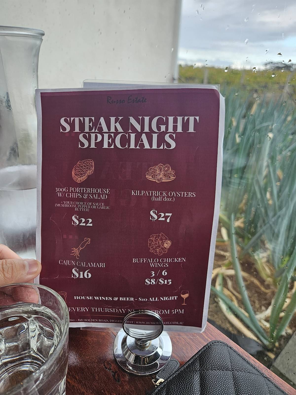 Menu at Russo Estate Winery restaurant, Diggers Rest