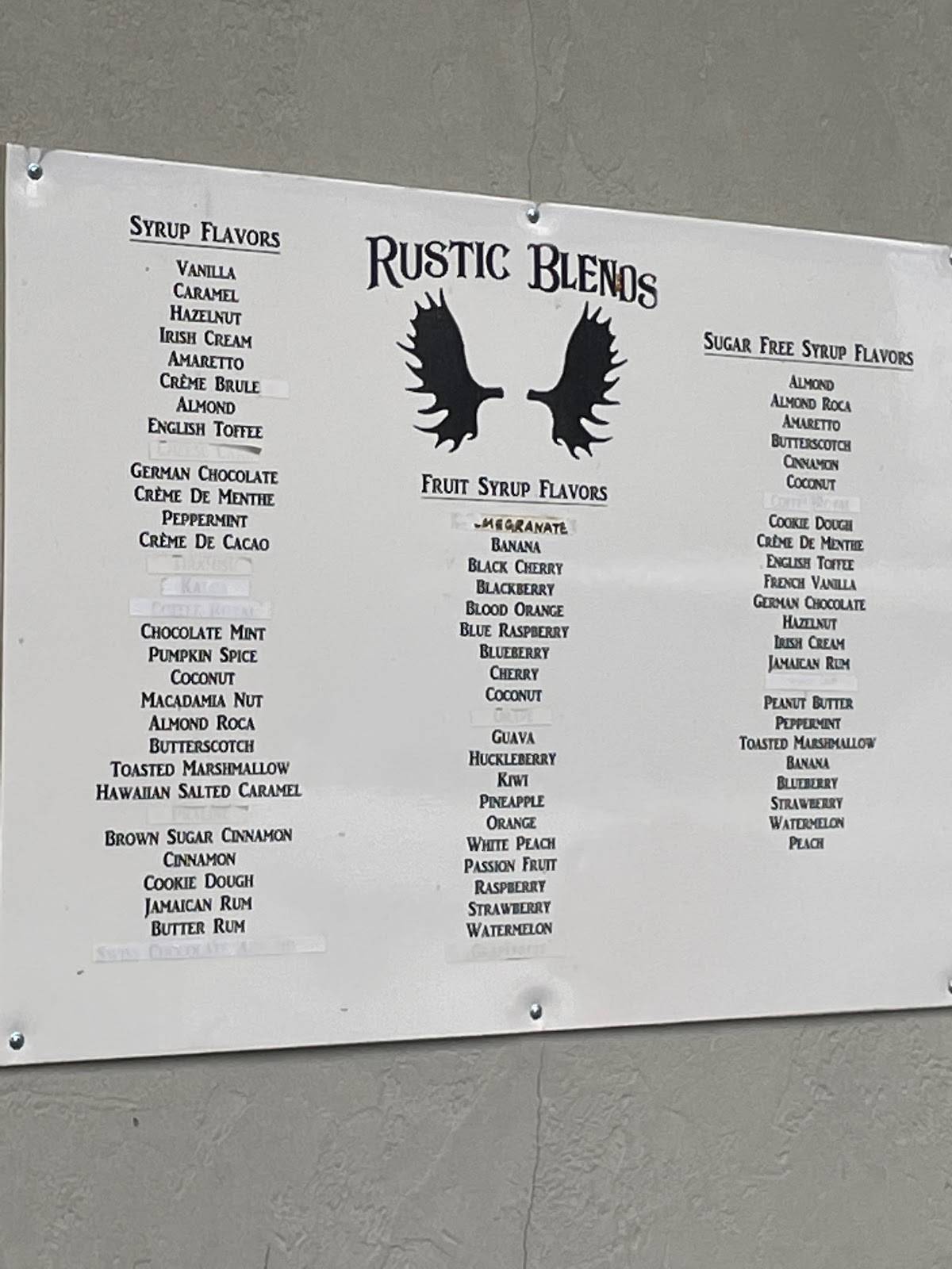 Menu at Rustic Blends pub & bar, Delta Junction