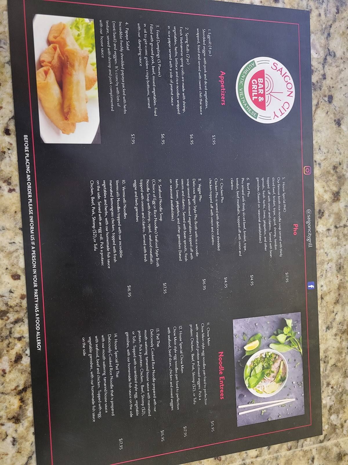 Menu at SAIGON CITY BAR & GRILL, Michigan City