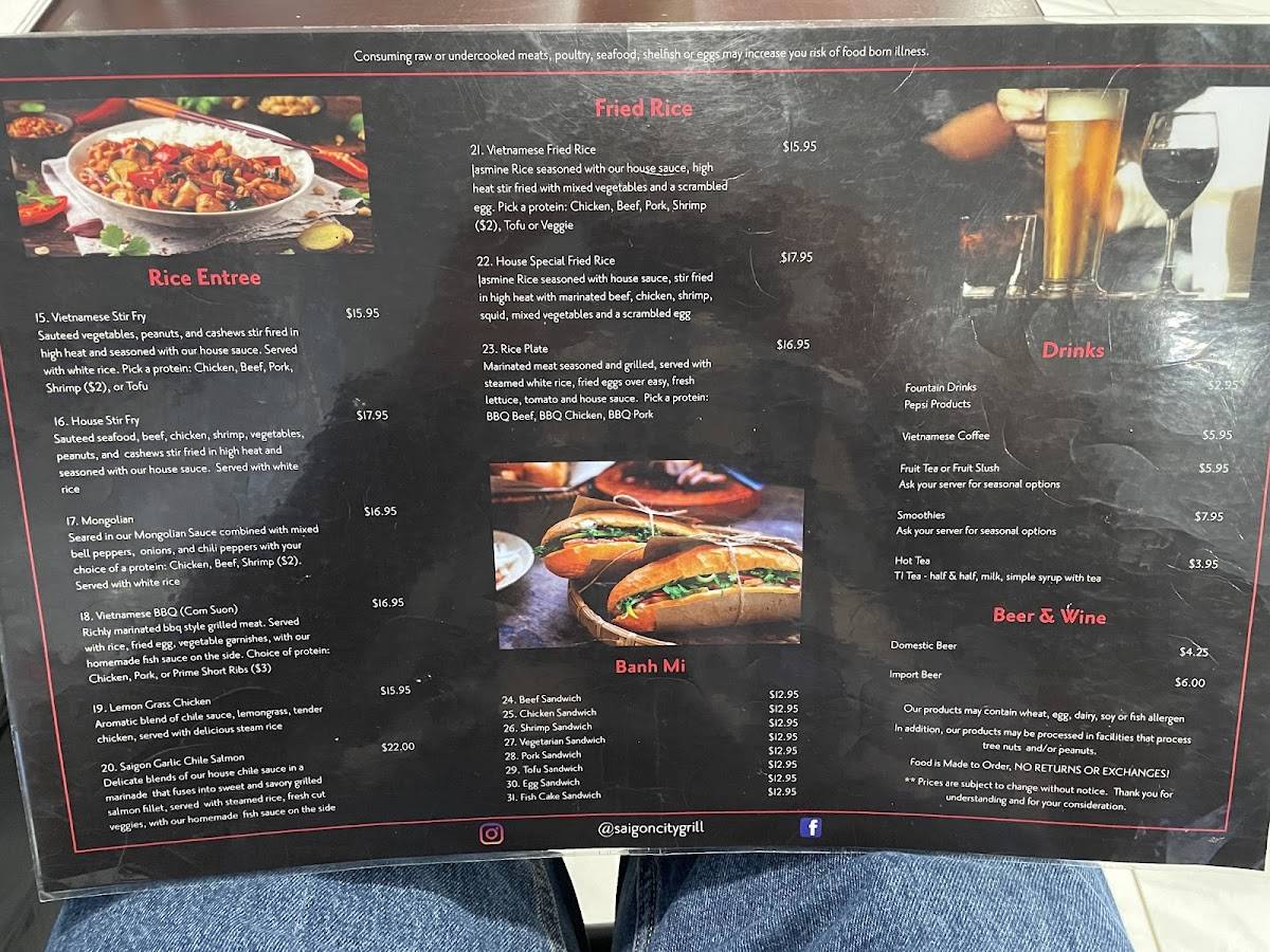 Menu at SAIGON CITY BAR & GRILL, Michigan City