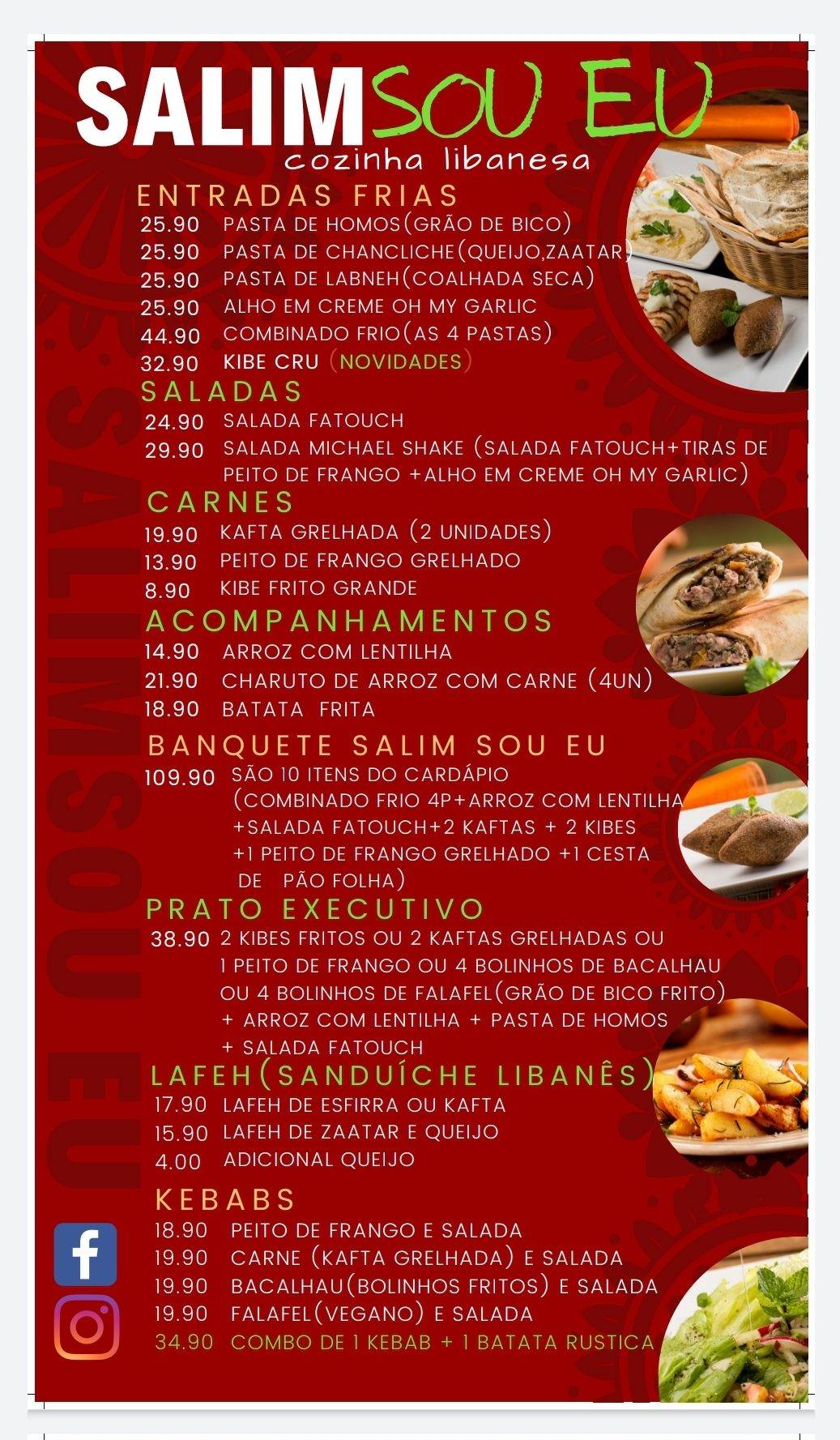 Menu em Salim Sou Eu restaurante, Brasília