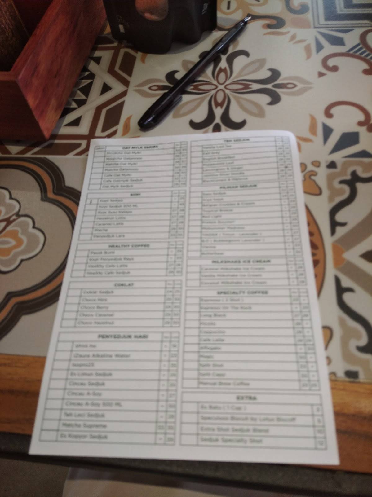 Menu at SEDJUK KETJIL BAKMI & KOPI PURI KEMBANGAN restaurant, West Jakarta