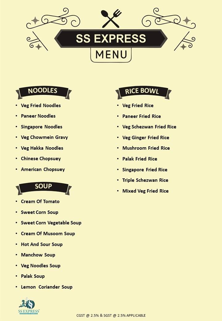 Menu at SS EXPRESS, Bengaluru