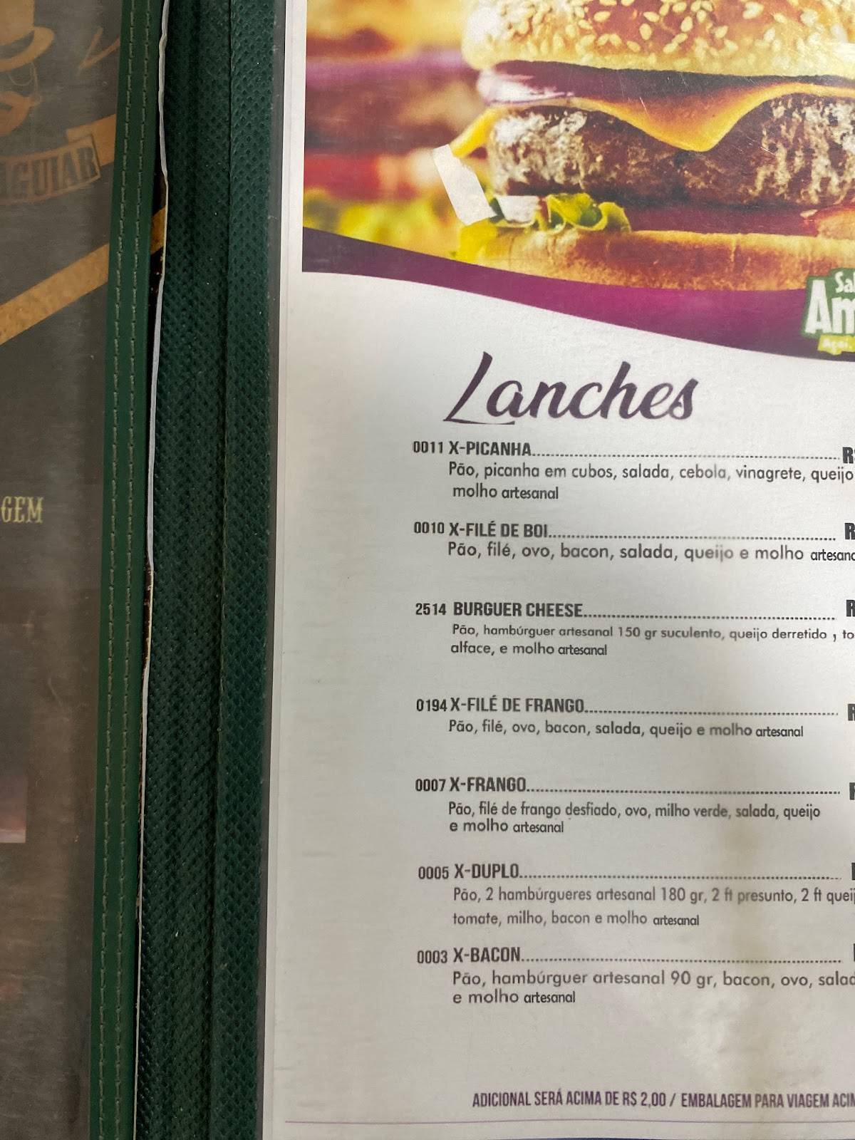 Menu em Sabor da Amazônia pub & Bar, Ji-Paraná