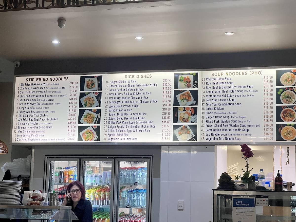 Menu at Saigon restaurant, Perth, 876 Hay St