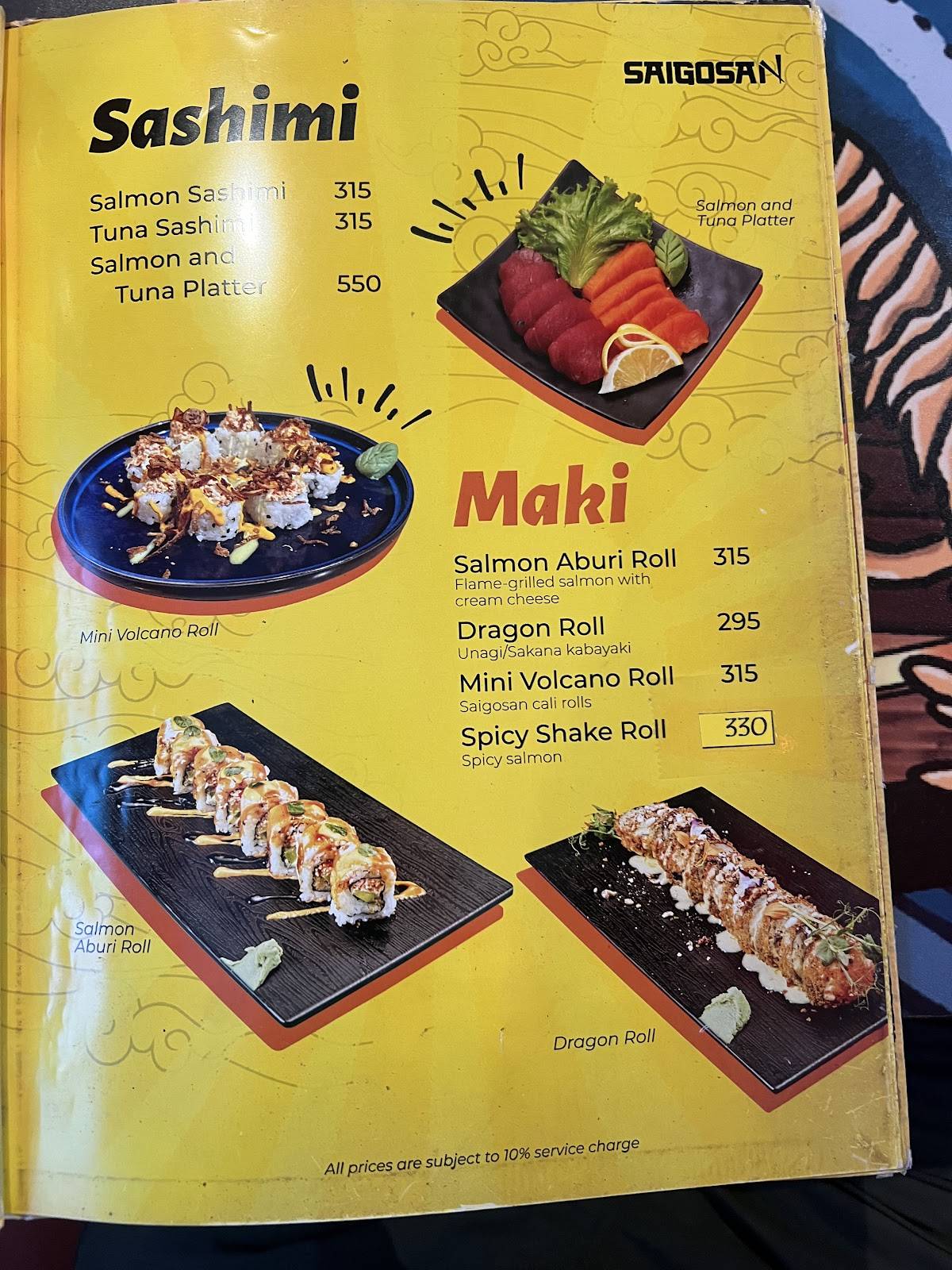 Menu at Saigosan - Uptown Mall restaurant, Taguig, 3rd level