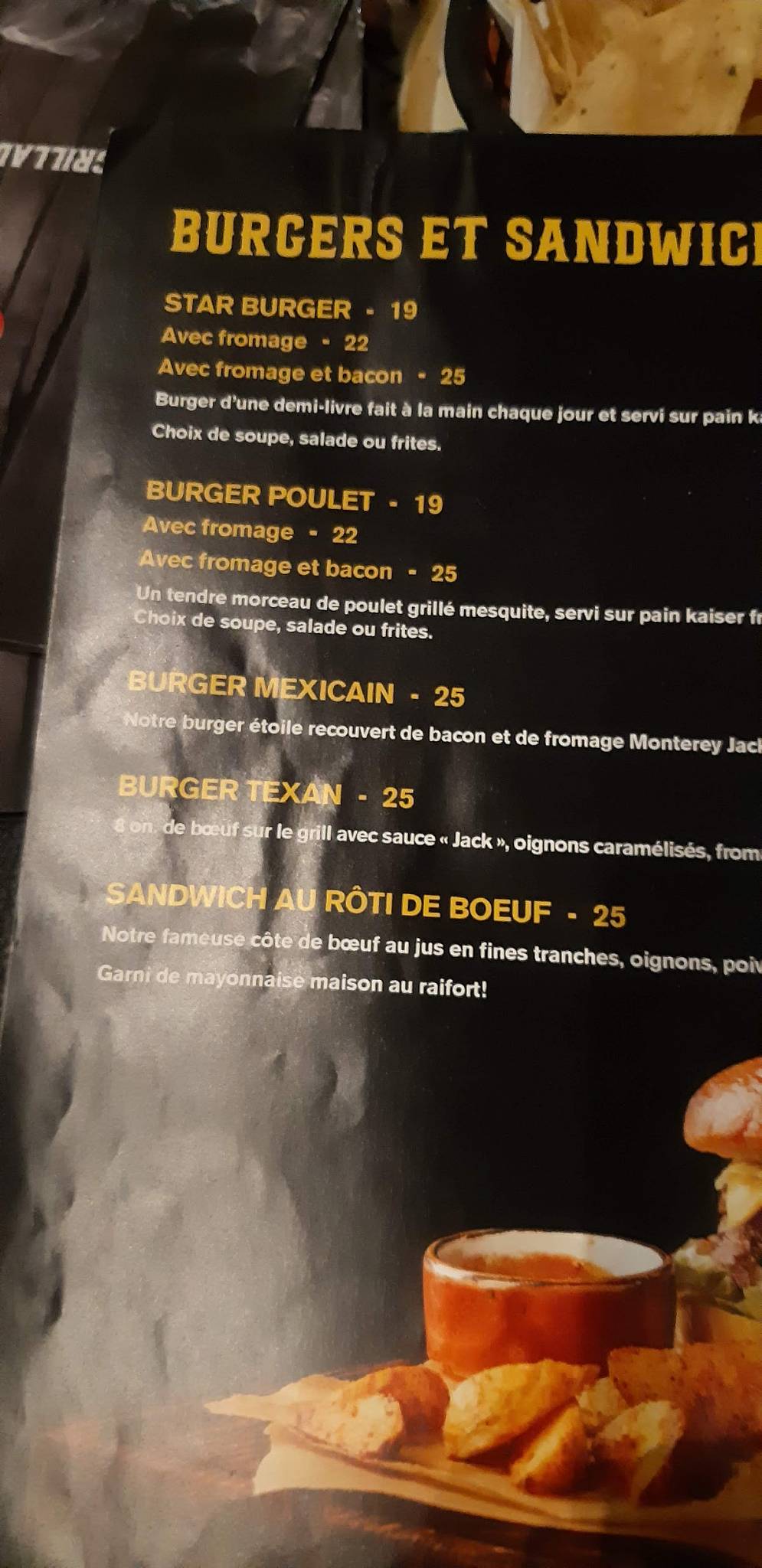 Menu au Restaurant Texas Star, Saint-Eustache, 477 25e Av