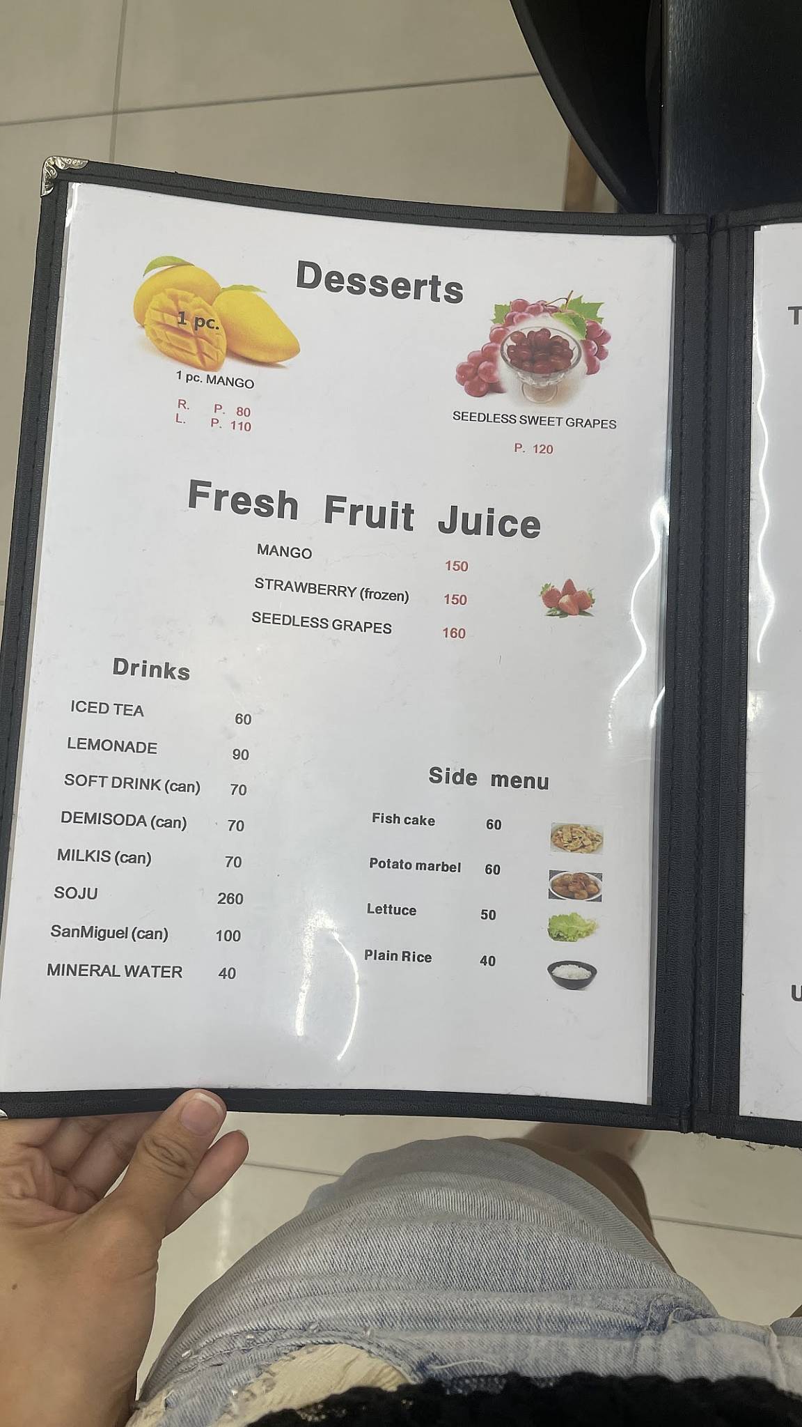 Menu at Salang Restaurant, Pasig