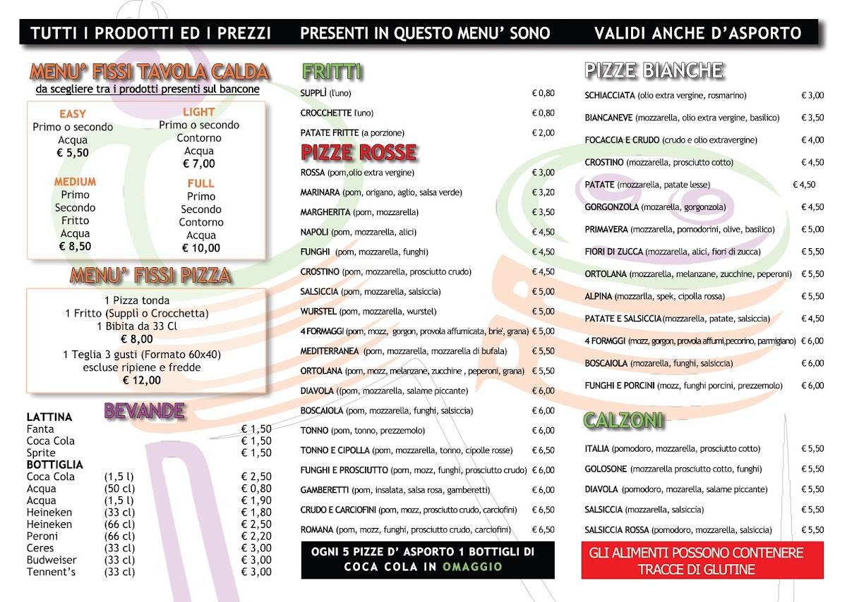 Menu at Sale & Pepe Roma restaurant, Rome