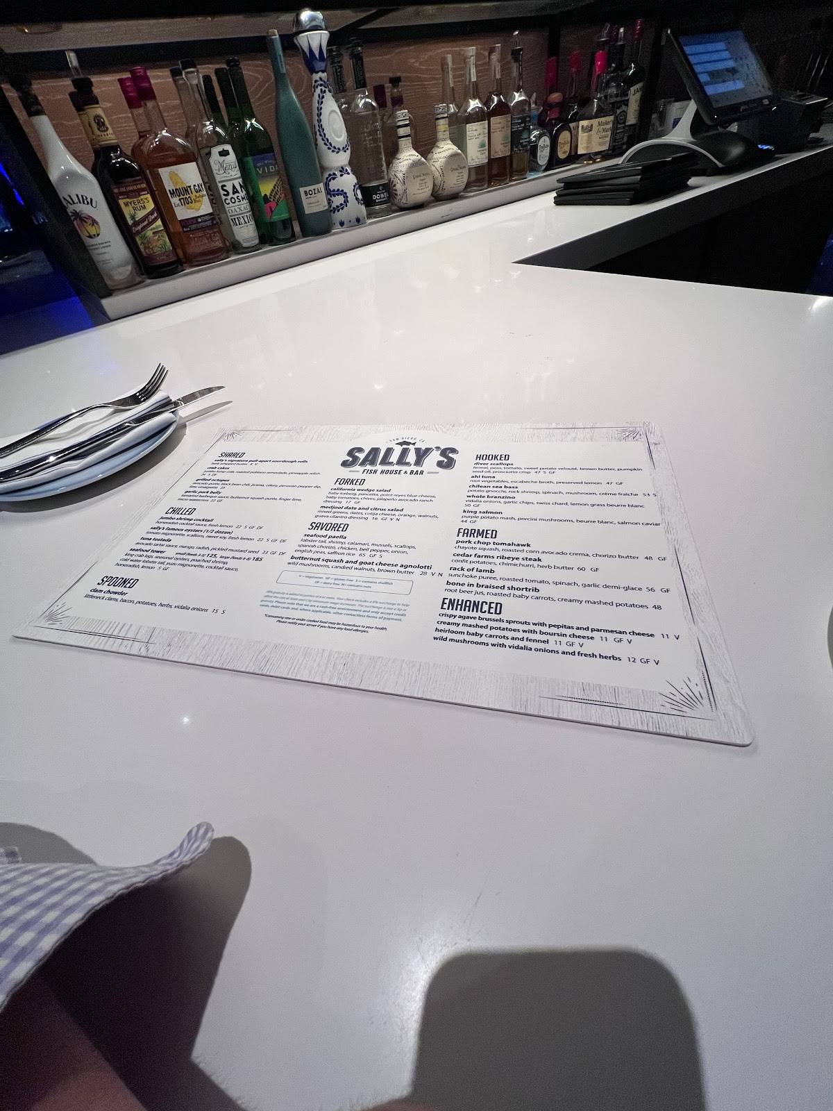 Menu at Sally's Fish House & Bar, San Diego