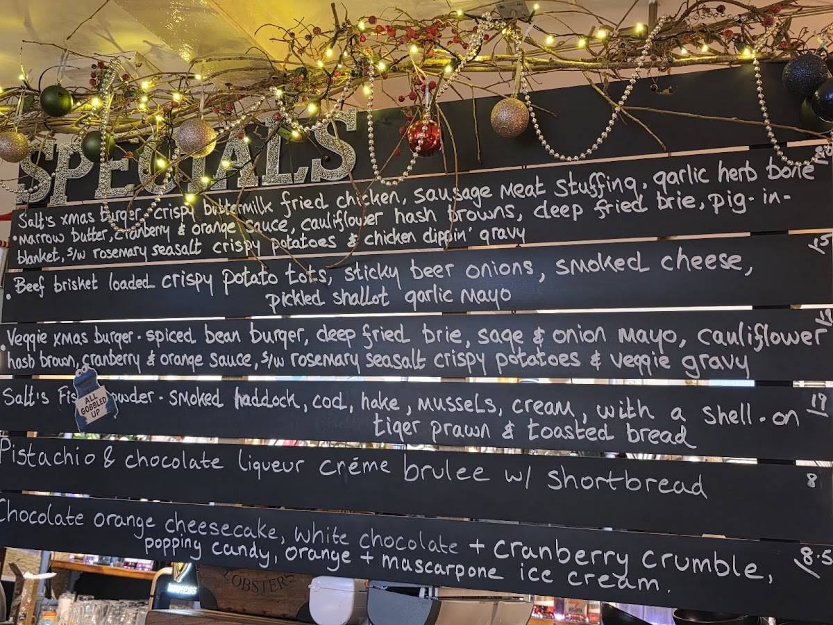 Menu at Salt Kitchen Bar, Hayle, Whites Warehouse