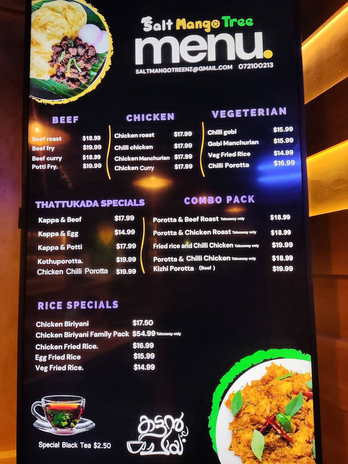 Menu at Salt Mango Tree - South Indian Restaurant, Hamilton