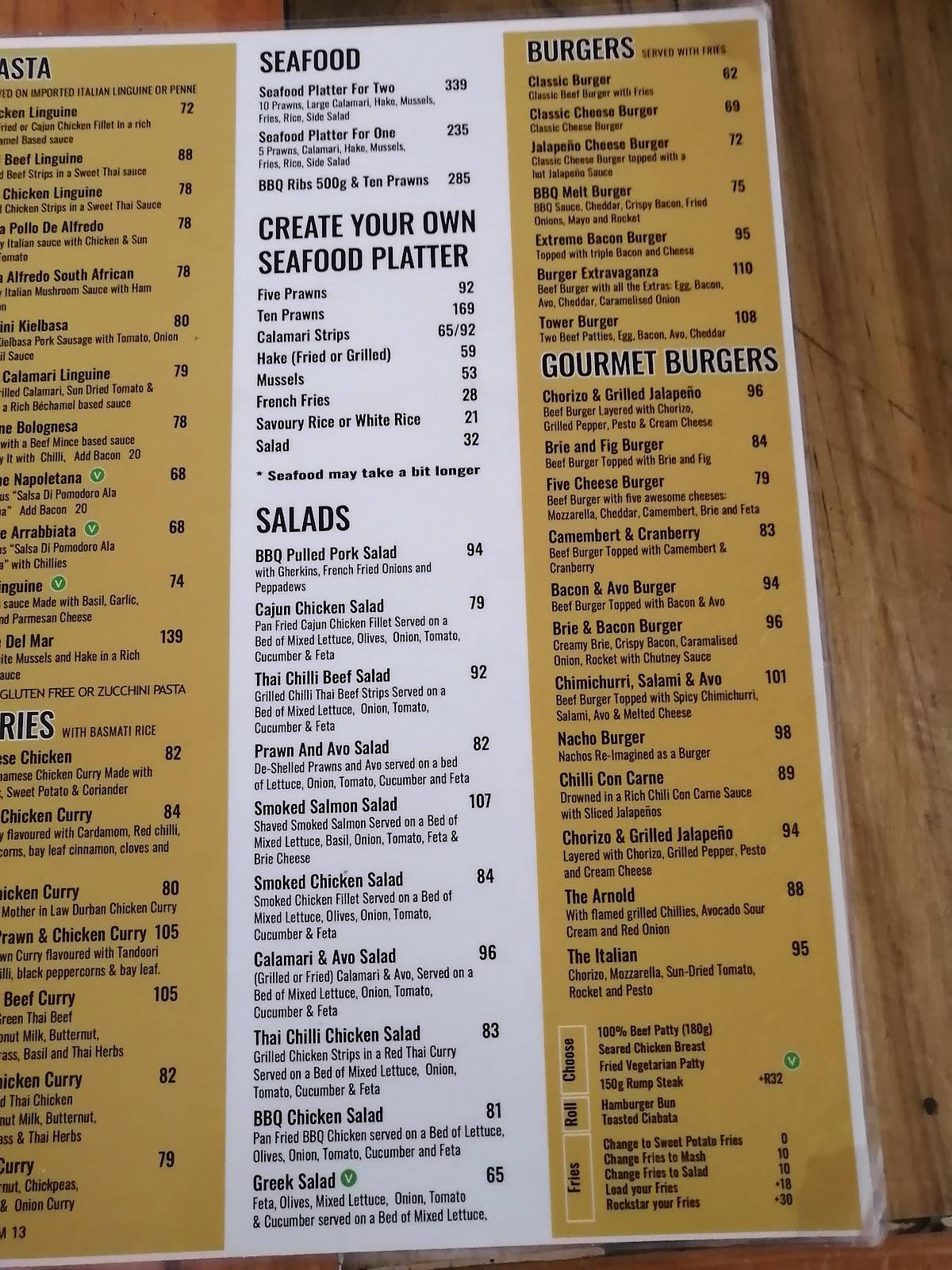 Menu at Salt Restaurant, Port Elizabeth
