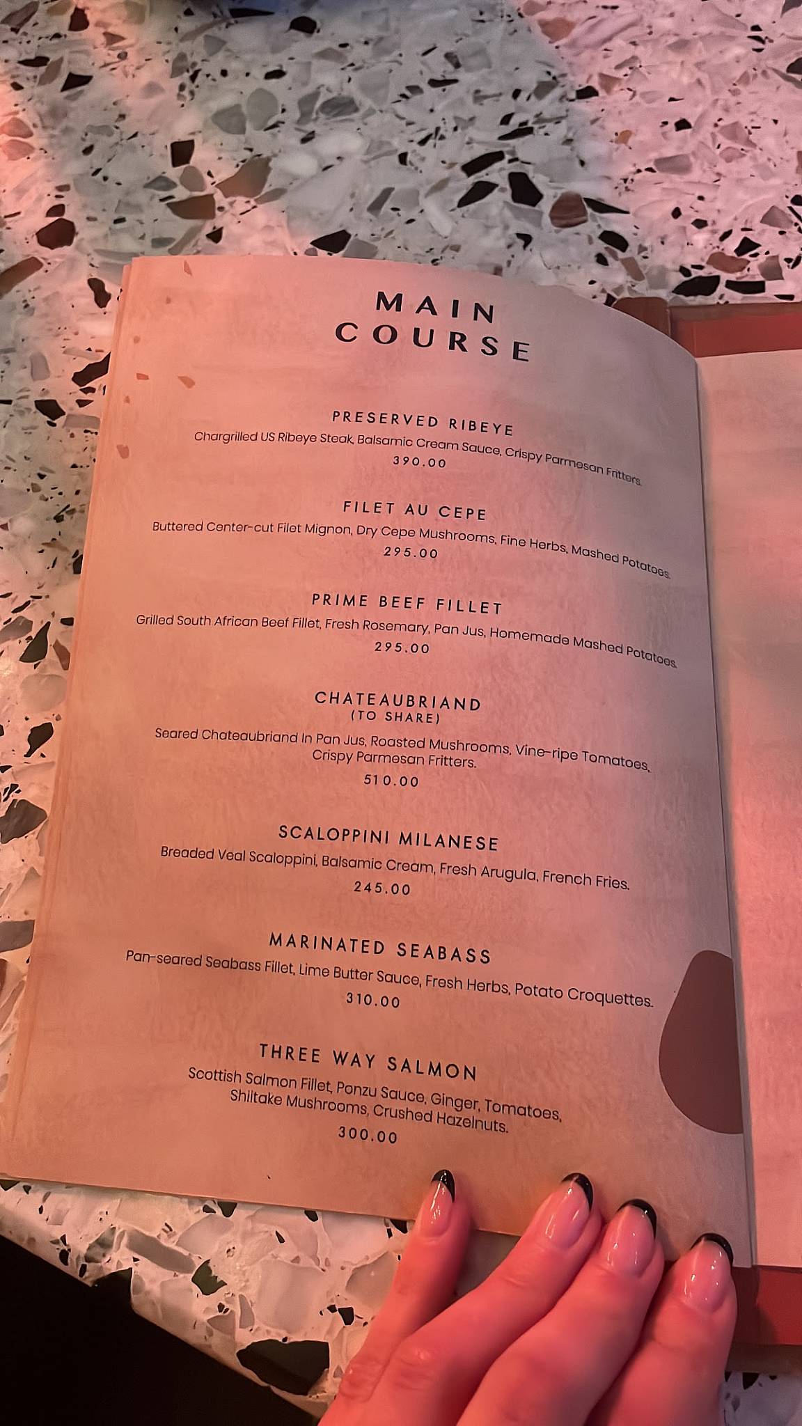 Menu at Salt of Earth restaurant, New Cairo City