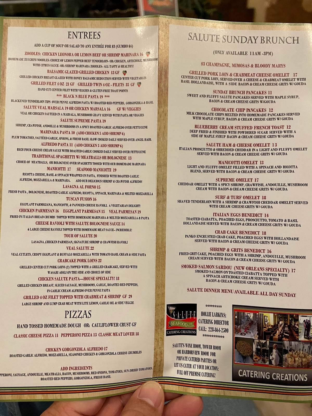 Menu at Salute Italian Restaurant, Gulfport