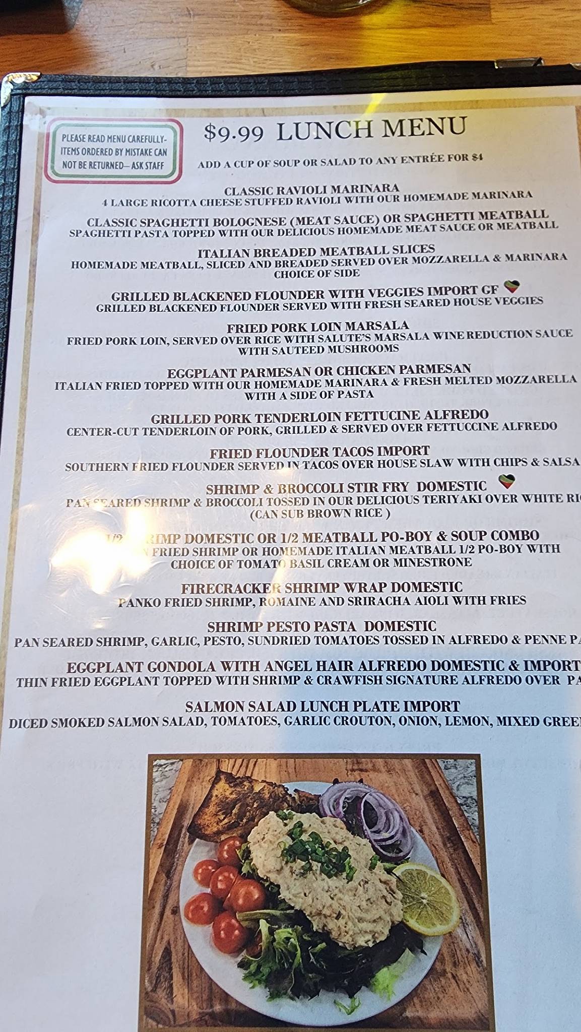 Menu at Salute Italian Restaurant, Gulfport